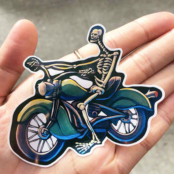 "Skeleton Biker" Sticker - Michael Birawer Shop